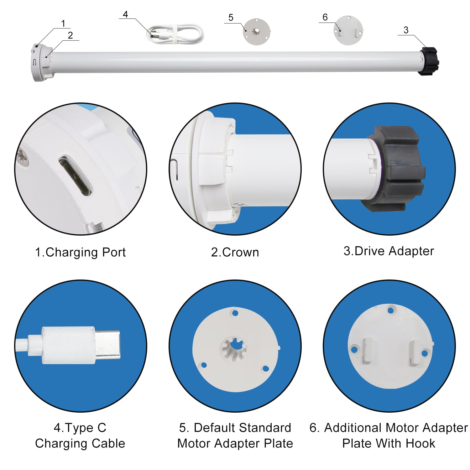 WM25L/Z 25mm DC Zigbee 3.0 Smart Tubular Motor, with Built-in ...