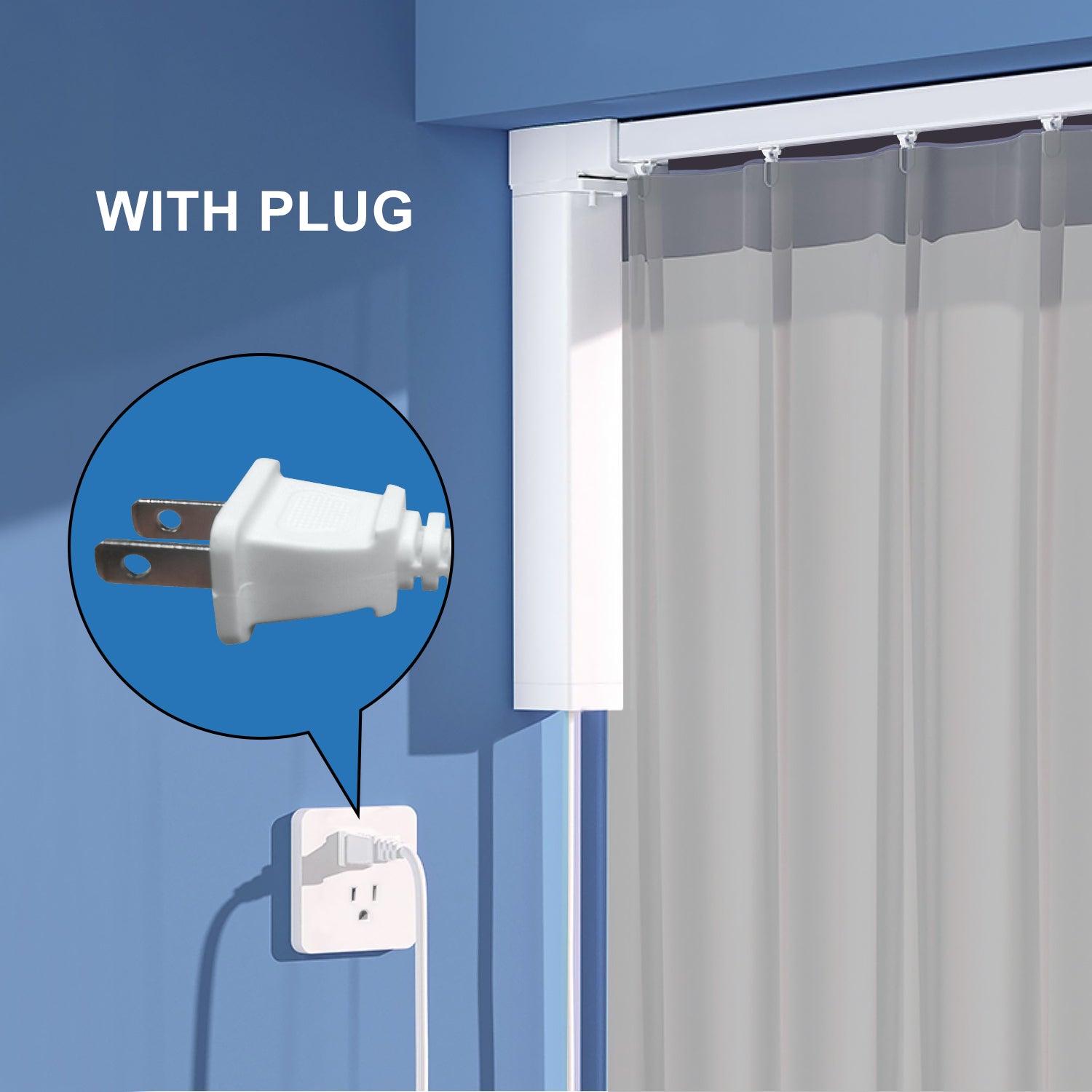 WM82T AC 100-240V 60HZ/50HZ Hardwired Drapery Motor, for Curtain Track ...